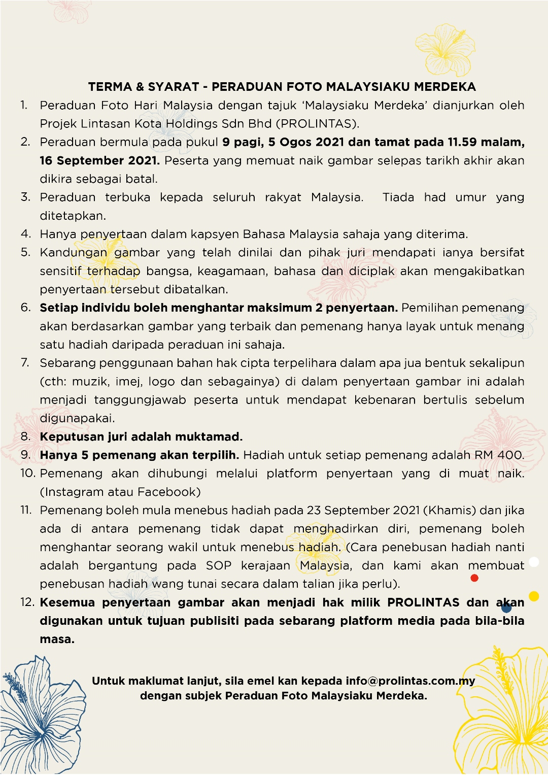 Peraduan Foto Malaysiaku Merdeka - PROLINTAS